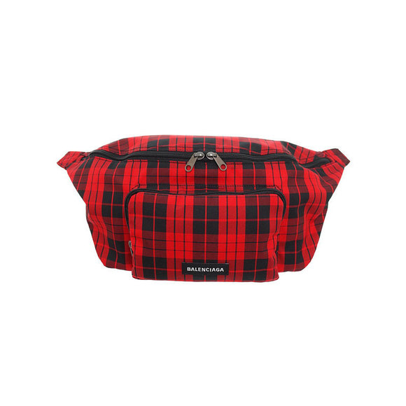 Balenciaga | Bags | Balenciaga Checked Belt Body Bag Red Black | Poshmark